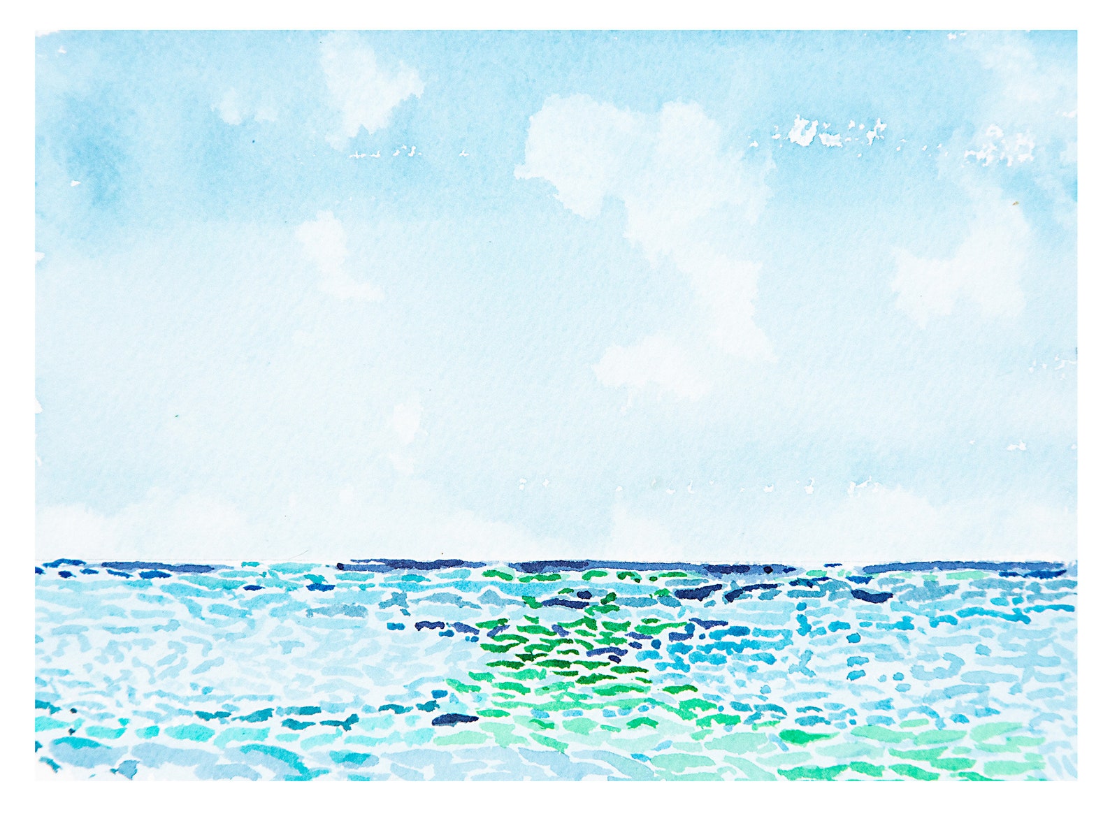 Contemporary Seaside Watercolor Art Print Set Matted and - Etsy