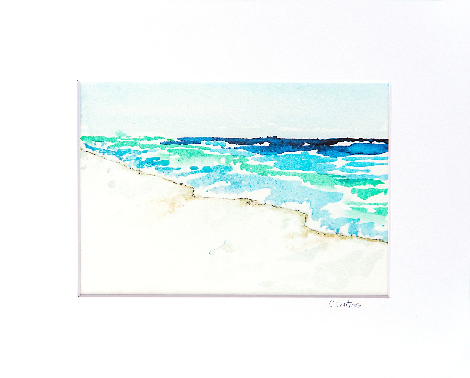 Contemporary Seaside Watercolor Art Print Set Matted and - Etsy