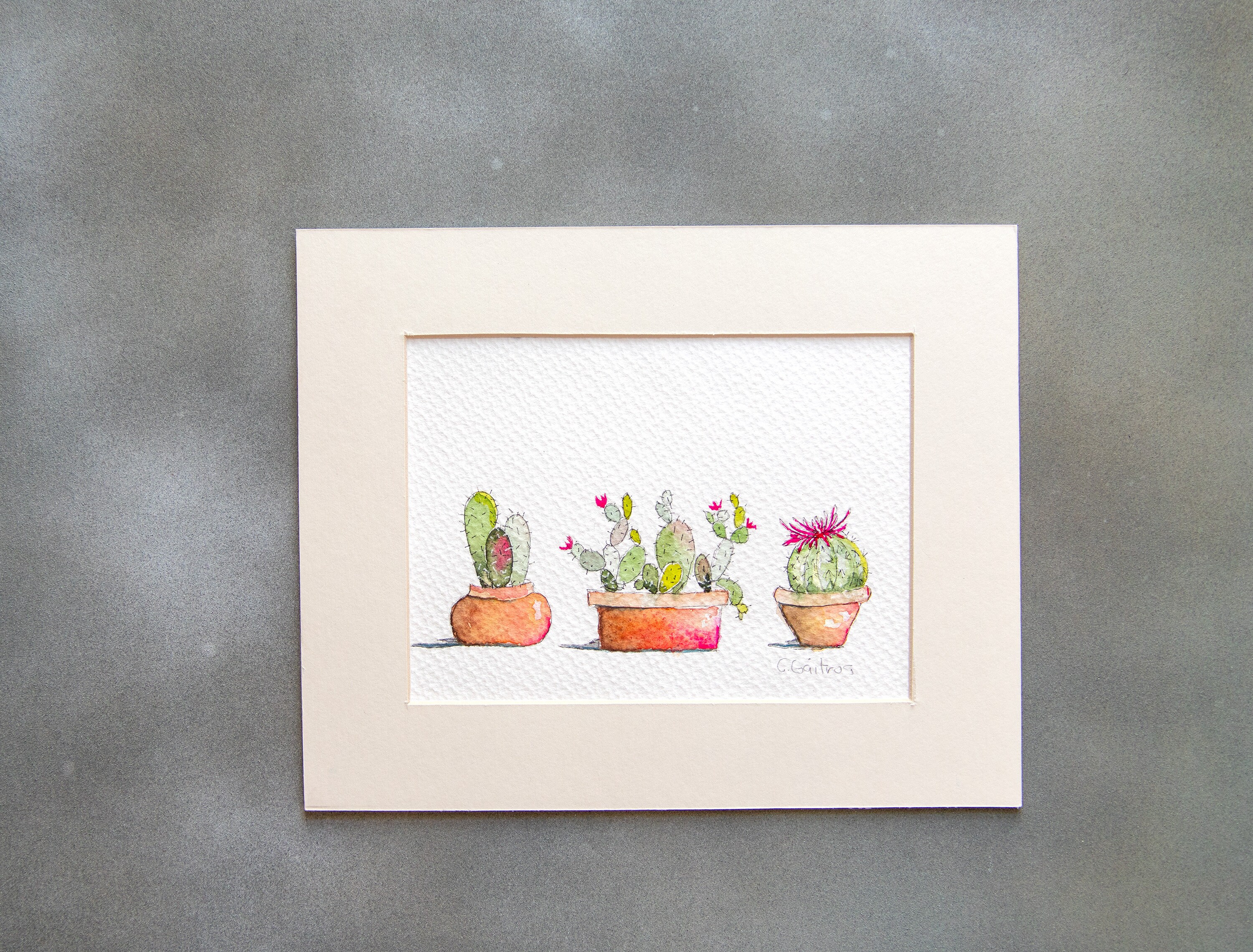 Original Simple Cactus Watercolor Cactus Painting Original | Etsy