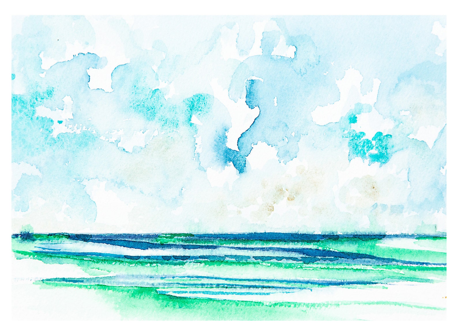 Contemporary Seaside Watercolor Art Print Set Matted and - Etsy