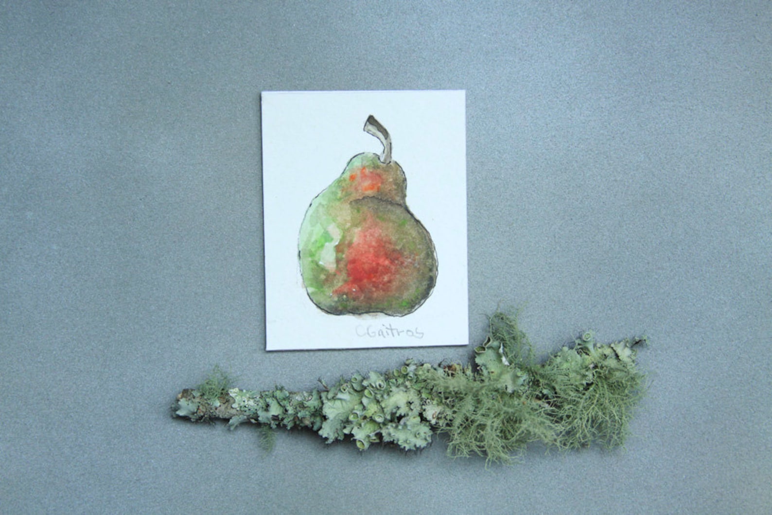 Mini Still Life Painting Pear Watercolor Art Print Small | Etsy