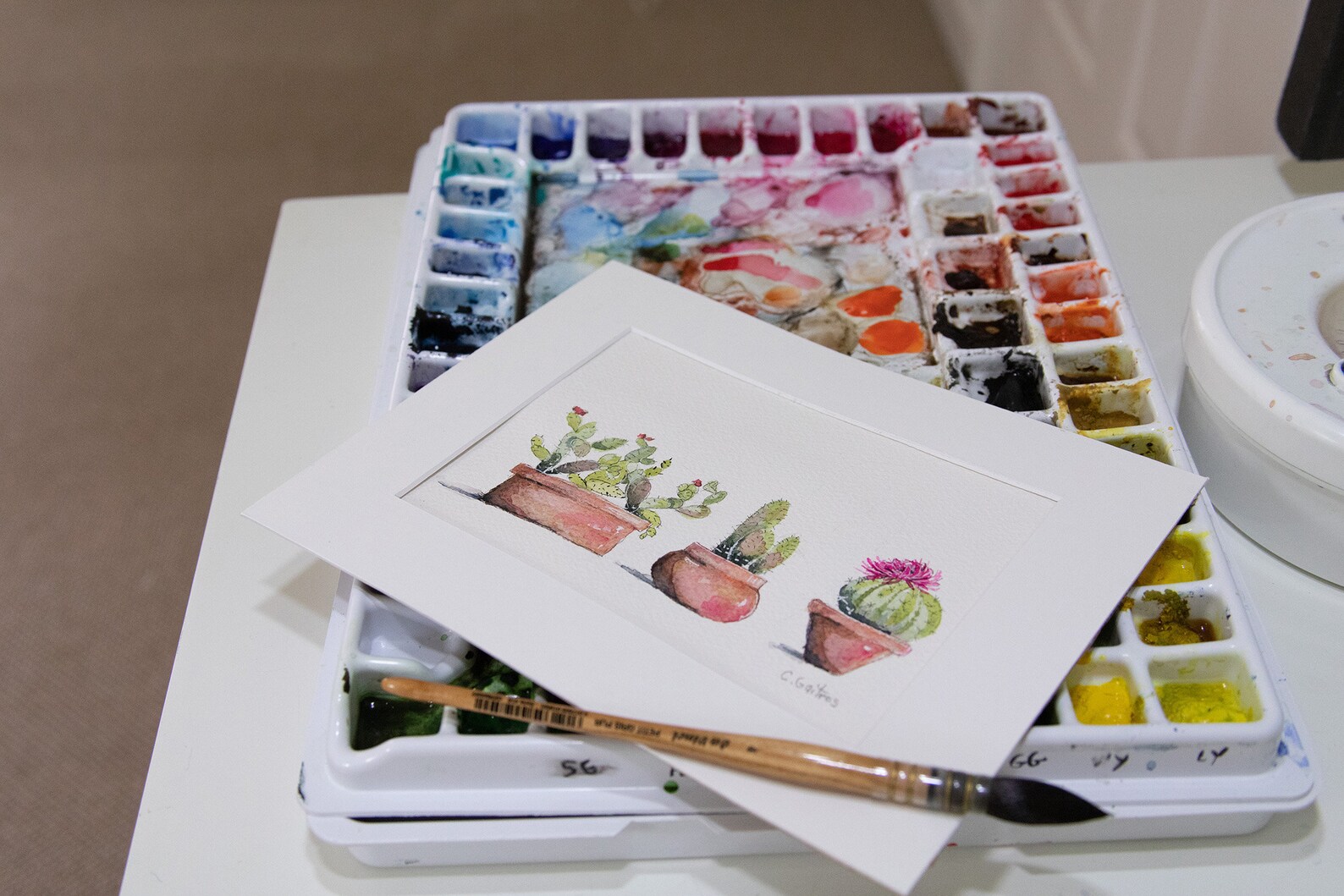 Original Simple Cactus Watercolor Cactus Painting Original - Etsy