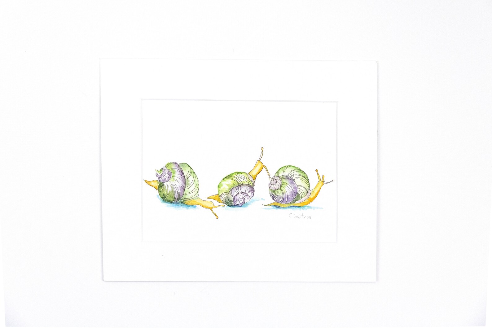 Hand Painted Snails Simple Watercolor Art Cabin Art Cottage | Etsy
