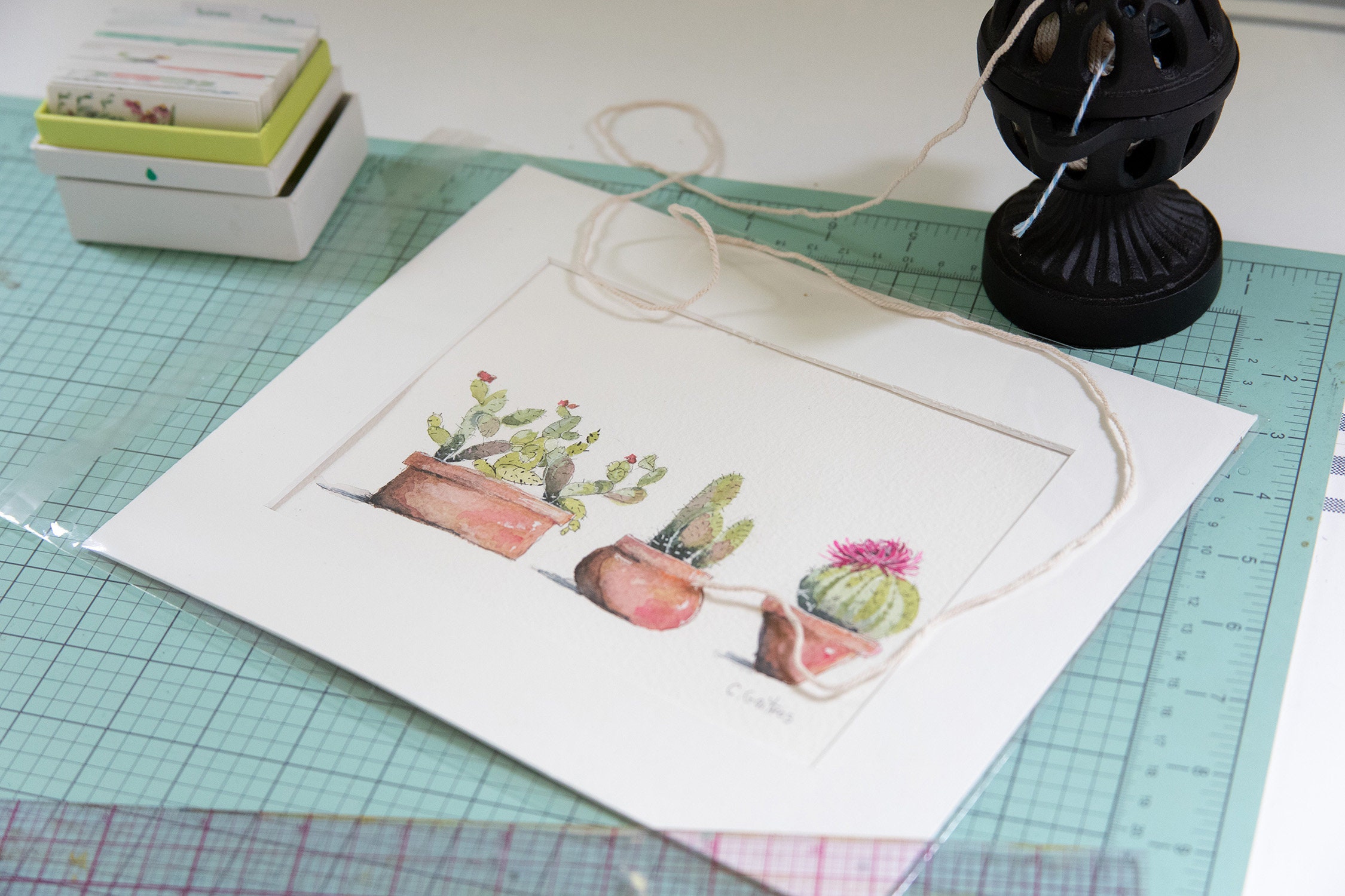 Original Simple Cactus Watercolor Cactus Painting Original | Etsy
