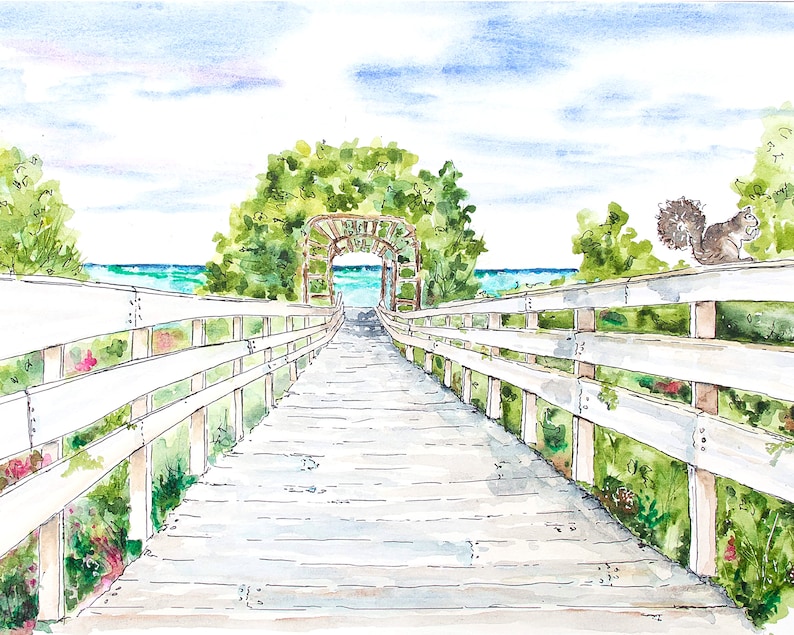 Seagrove Beach Boardwalk Watercolor Print: Coastal 30A Art - Etsy