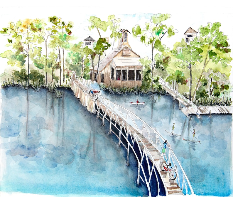 Watercolor Boathouse Art Print Watercolor Dune Lake Rosemary - Etsy