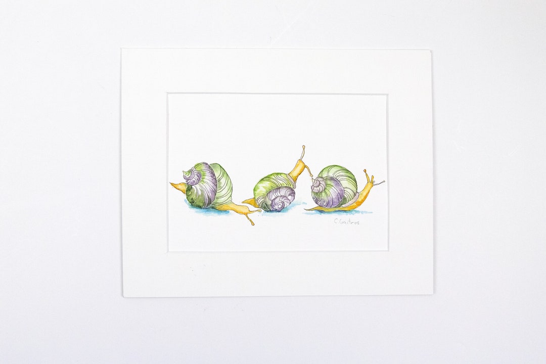 Hand Painted Snails, Simple Watercolor Art, Cabin Art, Cottage Decor ...