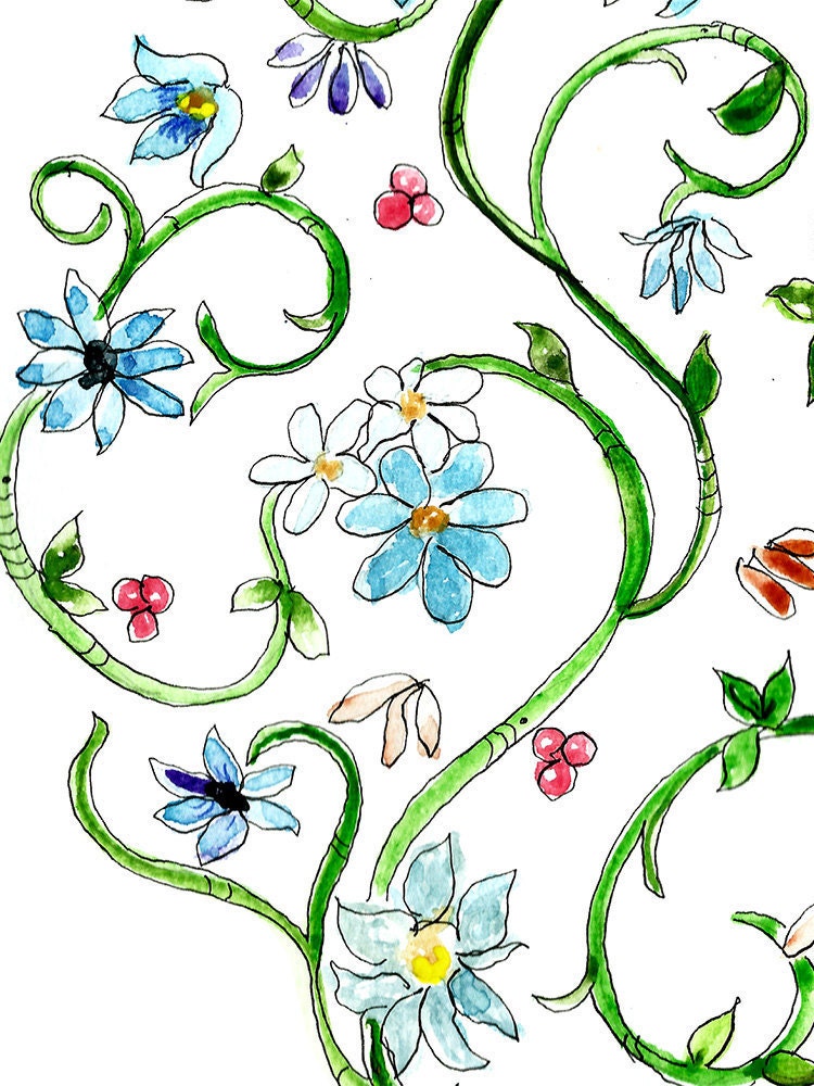 Small floral print pattern wall art original zentangle wall | Etsy