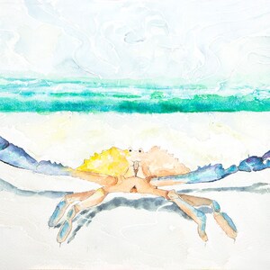 Watercolor Crab Art Print, Florida Beach Crab Painting, Coastal Beach ...