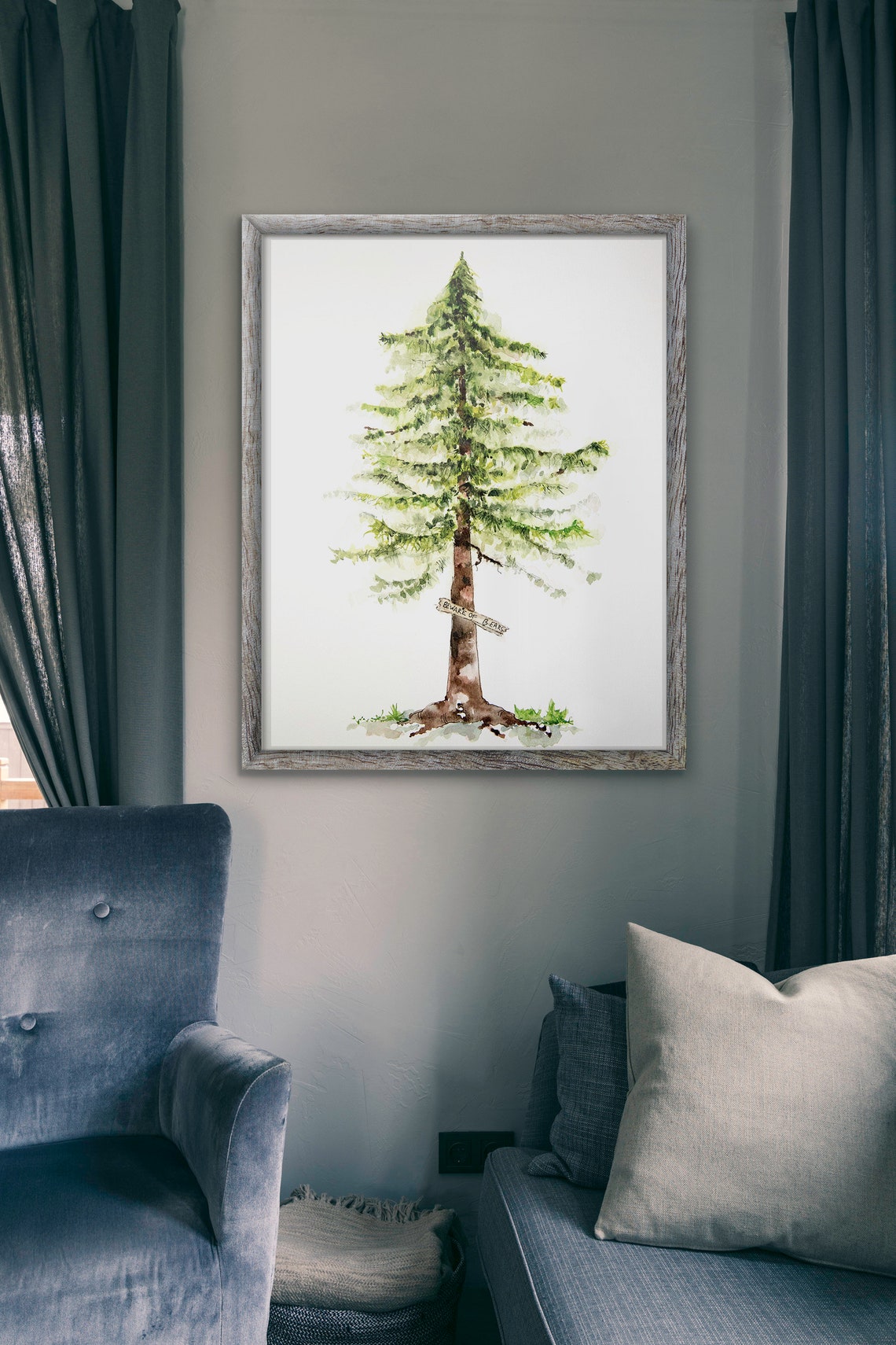 Evergreen Print Watercolor Tree Art Pine Tree Watercolor | Etsy