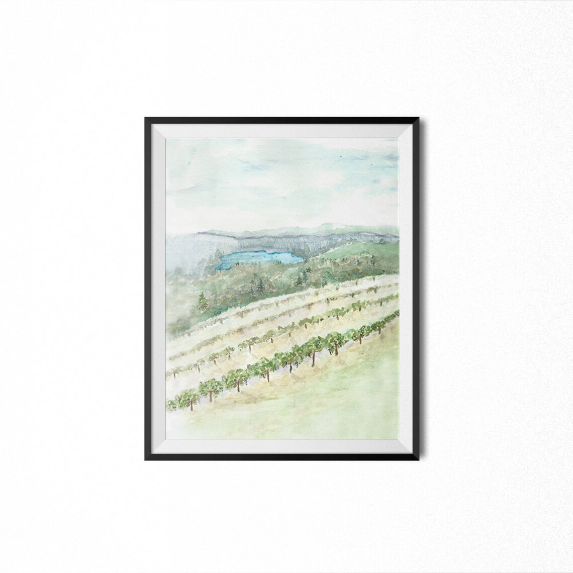 Vineyard Mountain Landscape Artwork Print From Original - Etsy