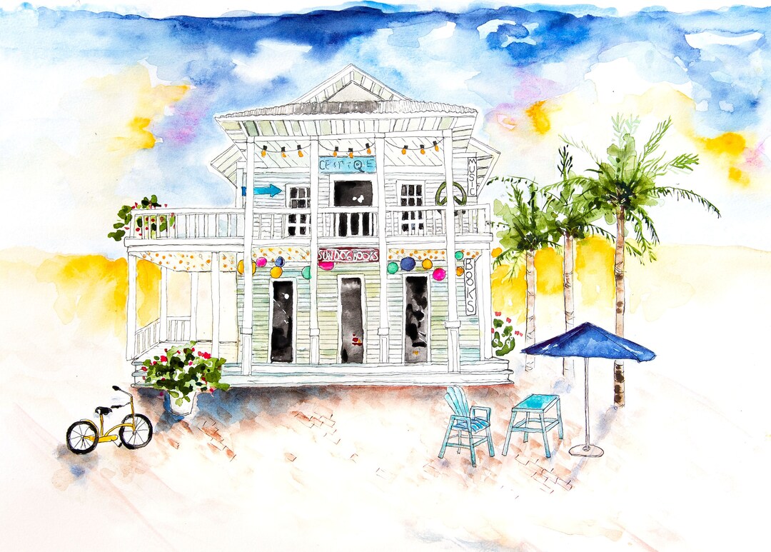 Seaside Florida Art Print: Sundog Books Watercolor Painting - Etsy