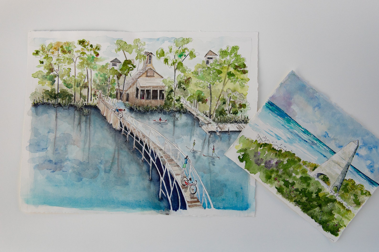 Watercolor Boathouse Art Print Watercolor Dune Lake Rosemary - Etsy