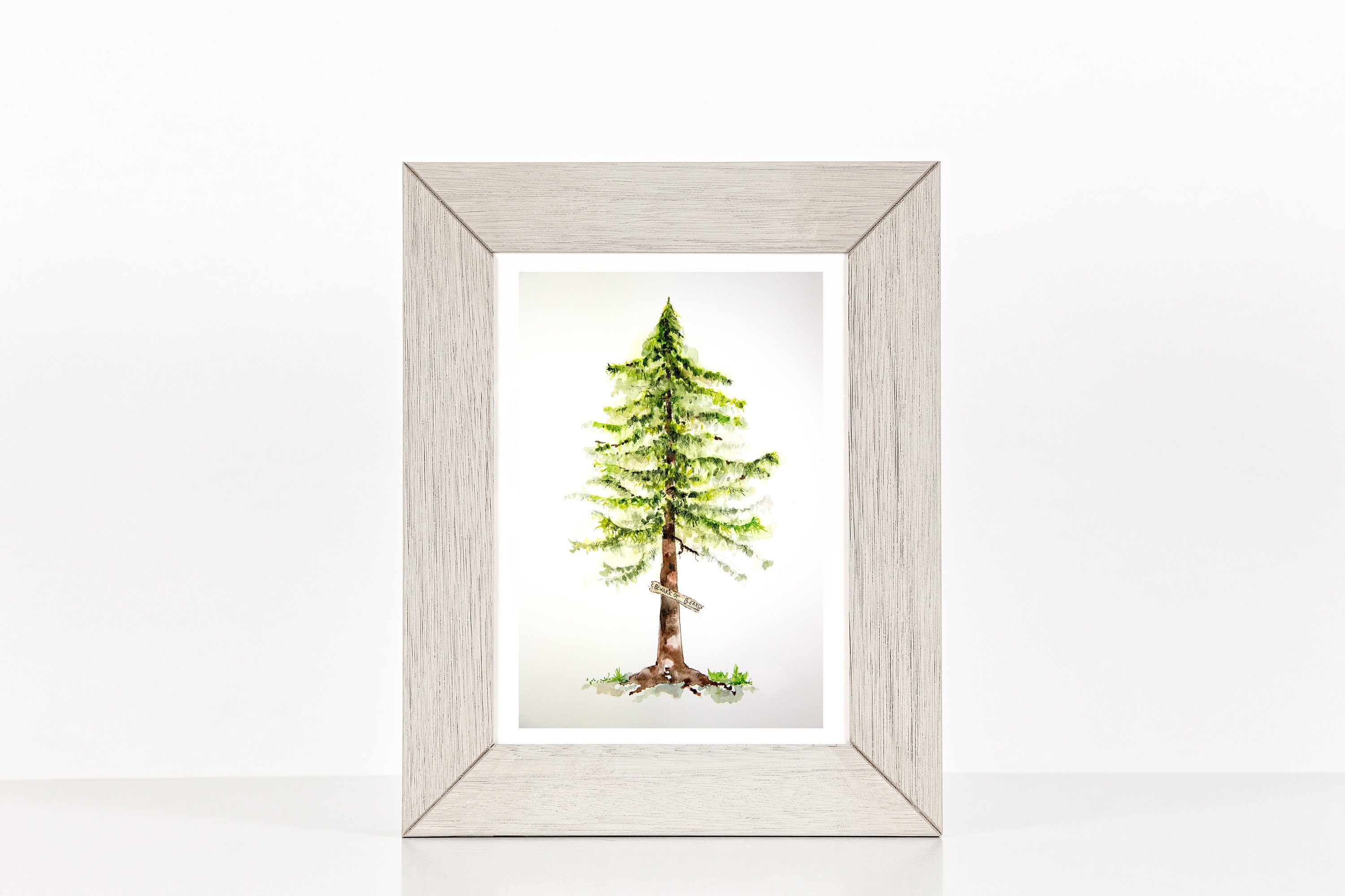 Evergreen print watercolor tree art pine tree watercolor | Etsy