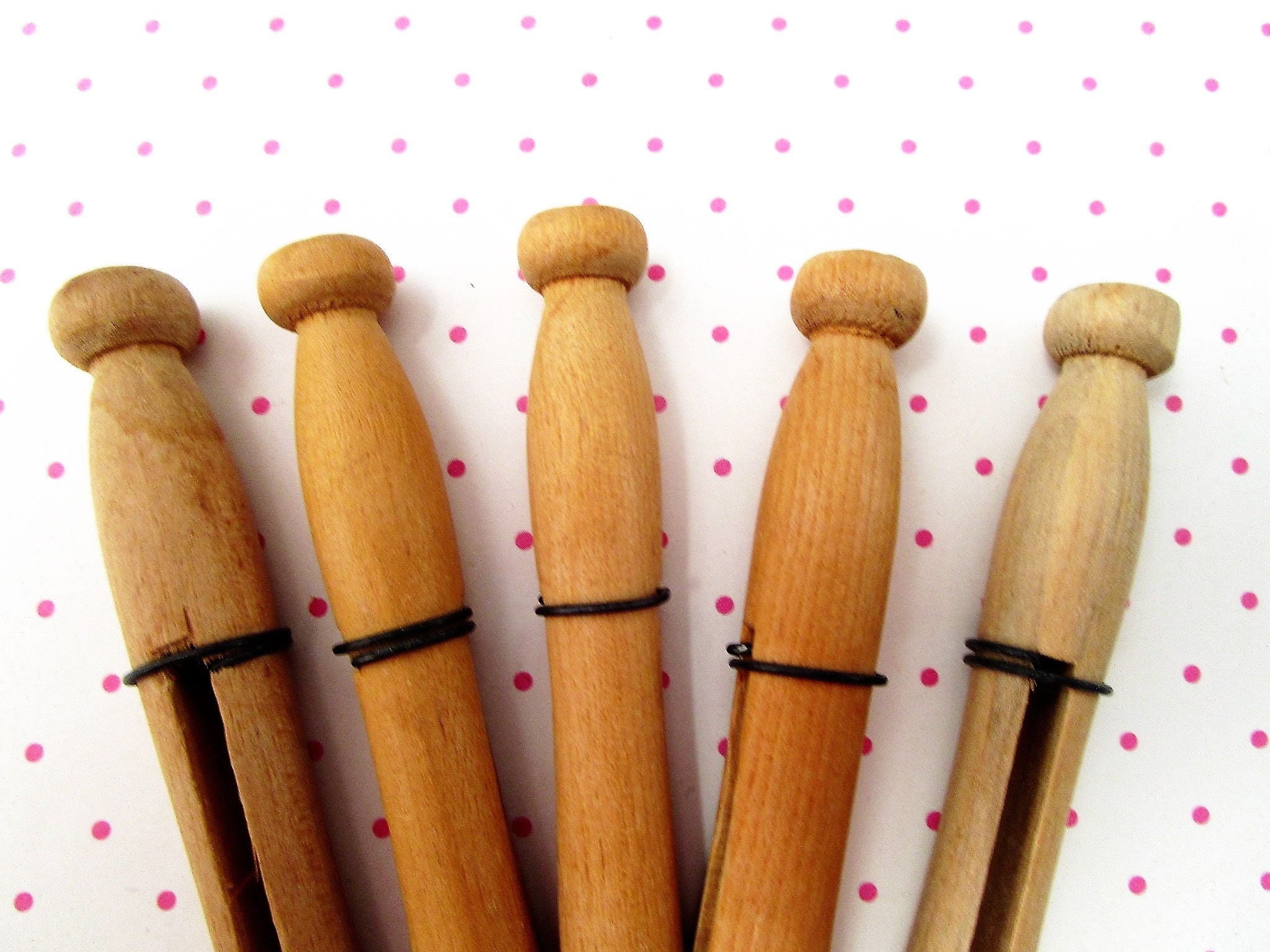 5 Antique Wooden Clothespins Vintage Metal Wrap Laundry Room Farmhouse ...