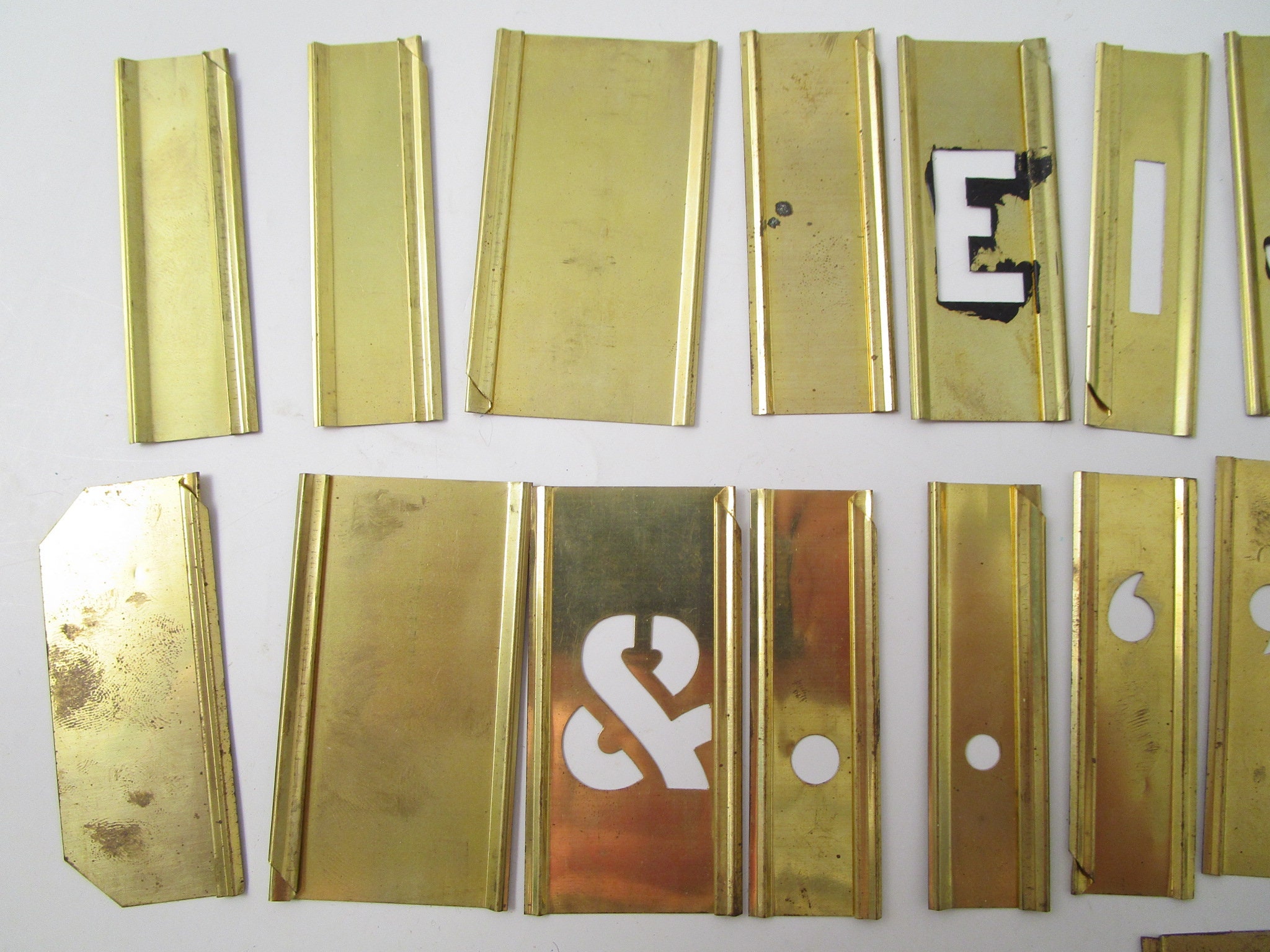 30 Vintage Brass Metal Stencil Numbers Punctuation and Some - Etsy