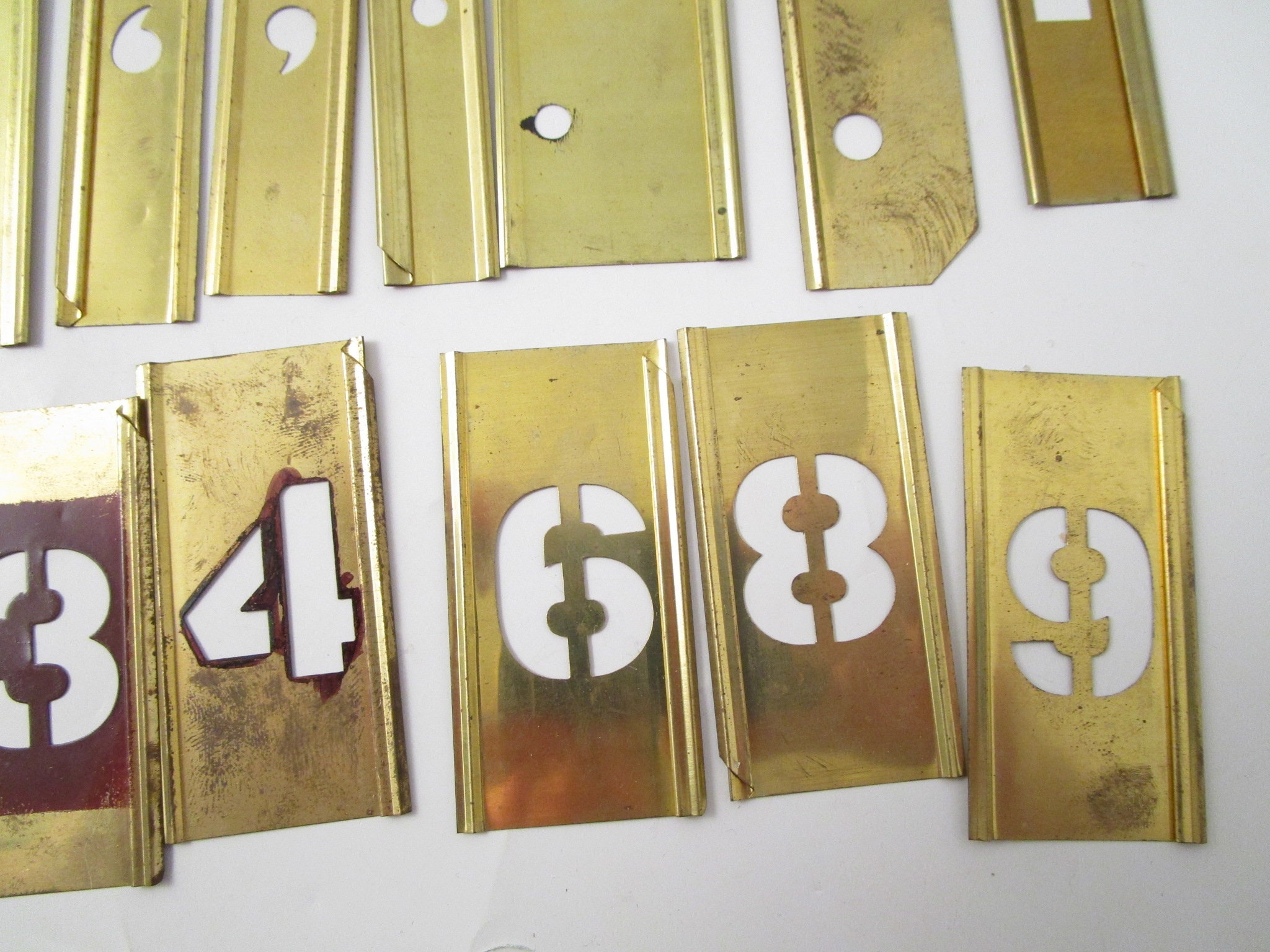 30 Vintage Brass Metal Stencil Numbers Punctuation and Some - Etsy