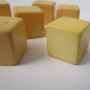 Six Vintage Creamy Yellow Bakelite Cubes Undrilled Dice Jewelry ...