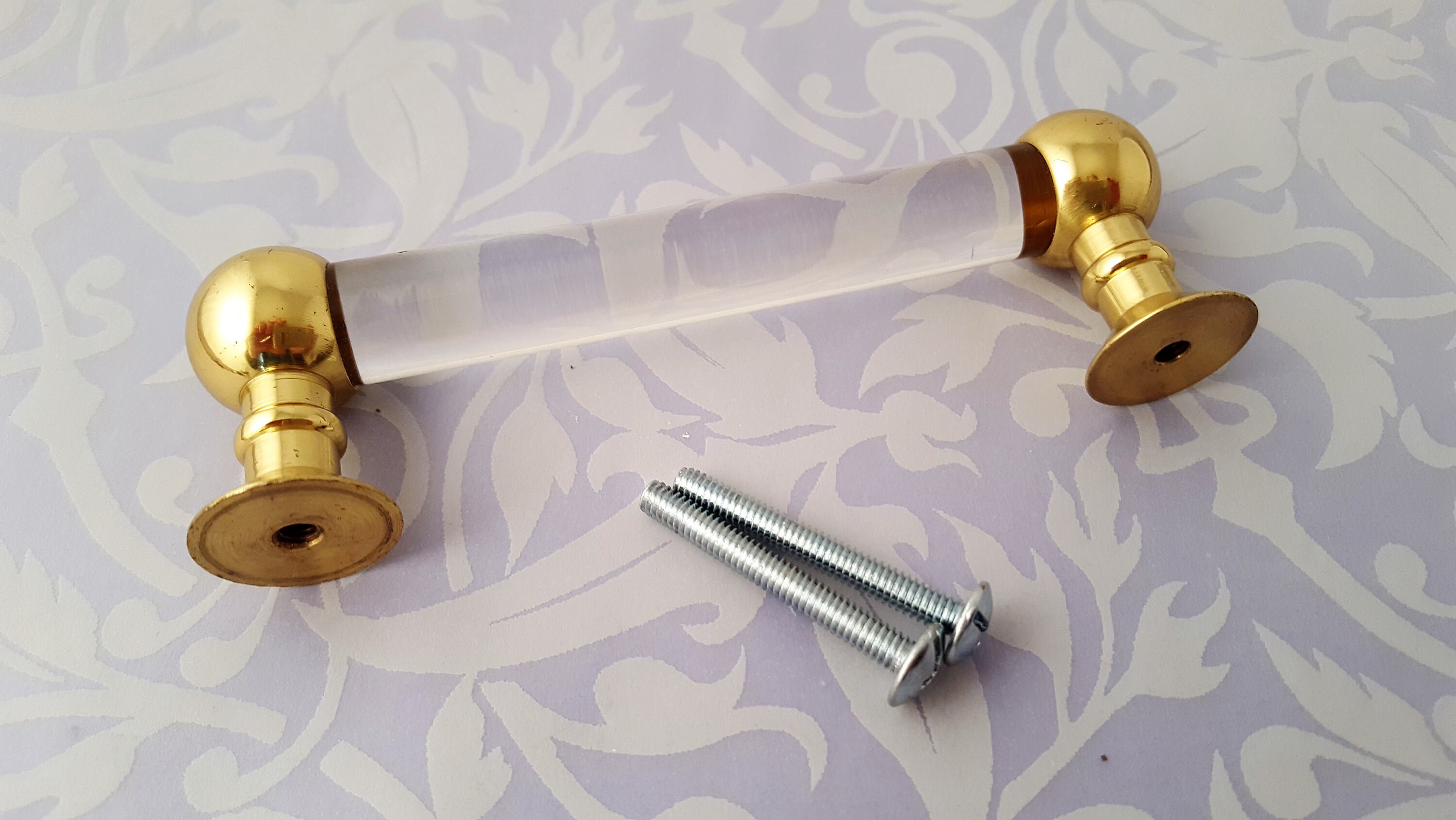 1 Vintage Glass Rod and Brass Drawer Pull 4 1/2 Long | Etsy