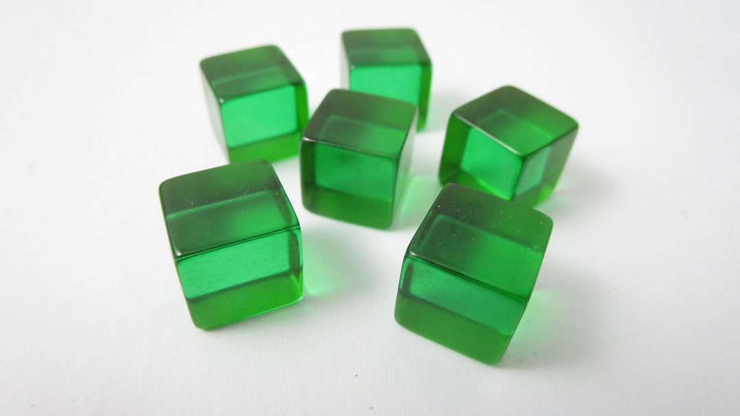 Six Vintage Green Translucent Bakelite Cubes Undrilled Dice Jewelry ...