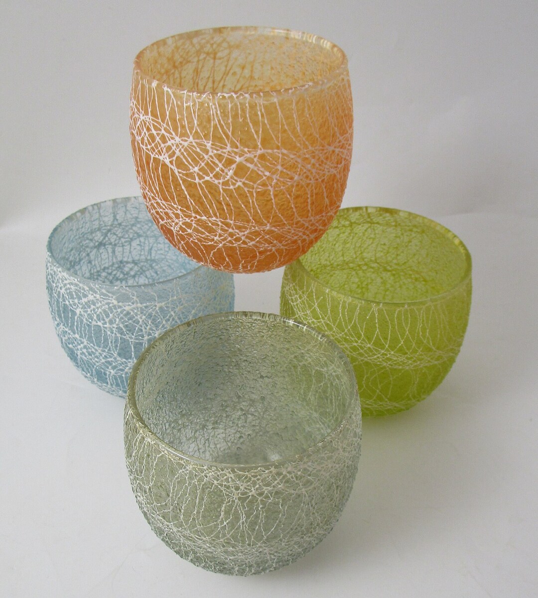 Mid Century Spaghetti String Glasses Tumblers Vintage Colorcraft Roly ...