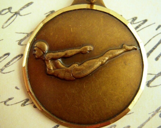 Vintage Swimming Womens Diving Medal Brass ITALY Altered Art Jewelry - Etsy