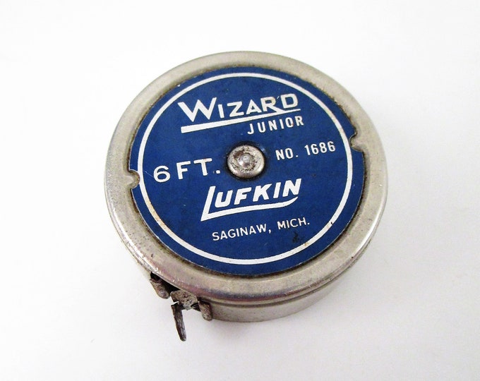 Vintage WIZARD Junior Lufkin 6 Feet Tape Measure 1686 Saginaw Michigan ...