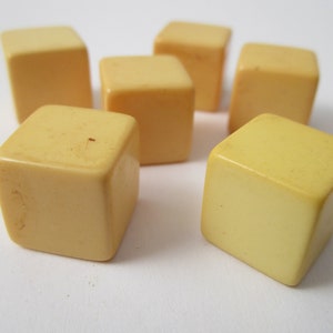 Six Vintage Creamy Yellow Bakelite Cubes Undrilled Dice Jewelry ...