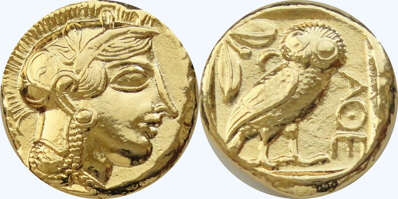 Athena & Owl Greek Coin Pendant. Goddess of Wisdom, "mark of Athena ...
