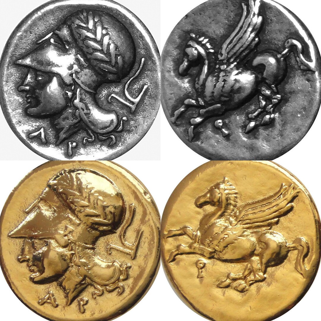 Athena & Pegasus Greek Coin, Goddess of Wisdom and Winged Horse, Great ...