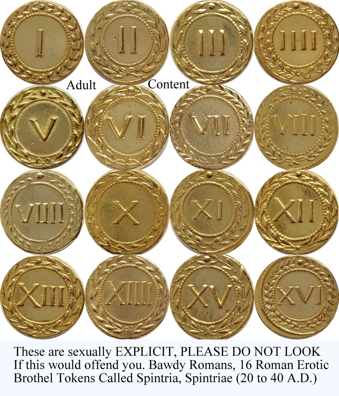 Roman Brothel Tokens SET of 16 Tokens Spintria Roman Empire - Etsy