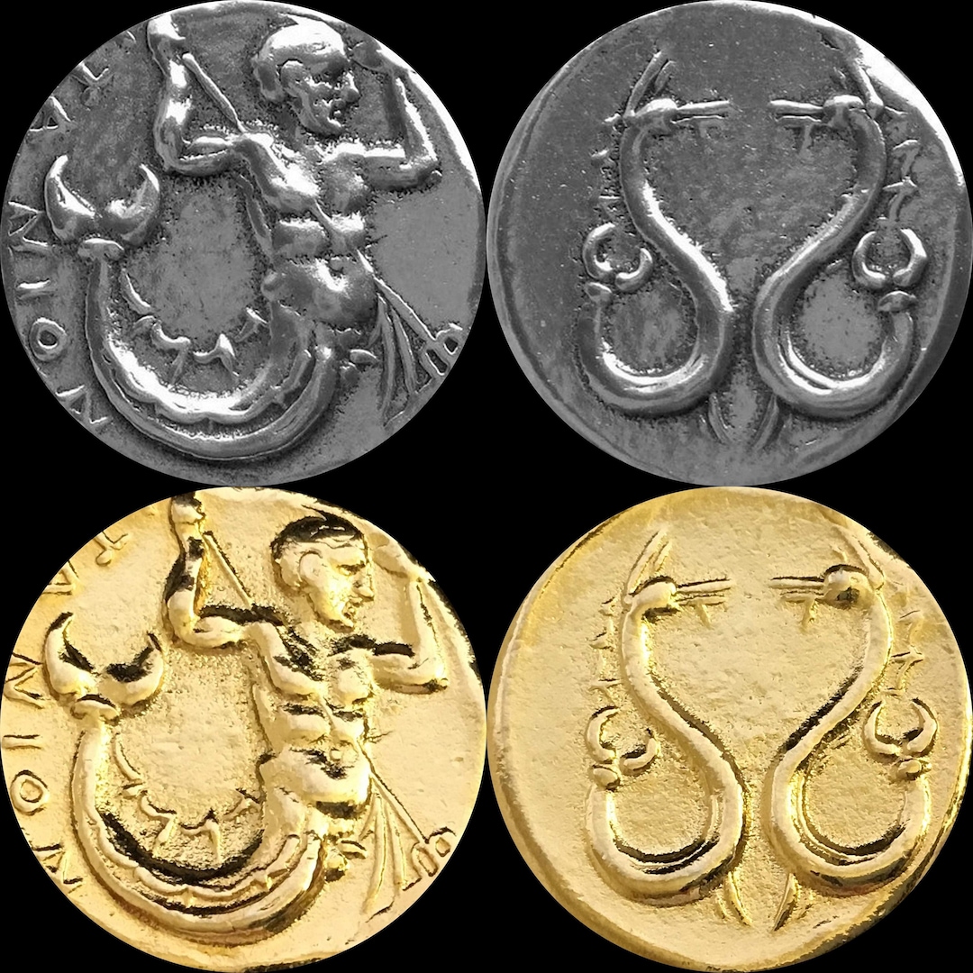 Triton & Sea Monsters Famous Greek Coin, Messenger of the Big Sea, Son ...