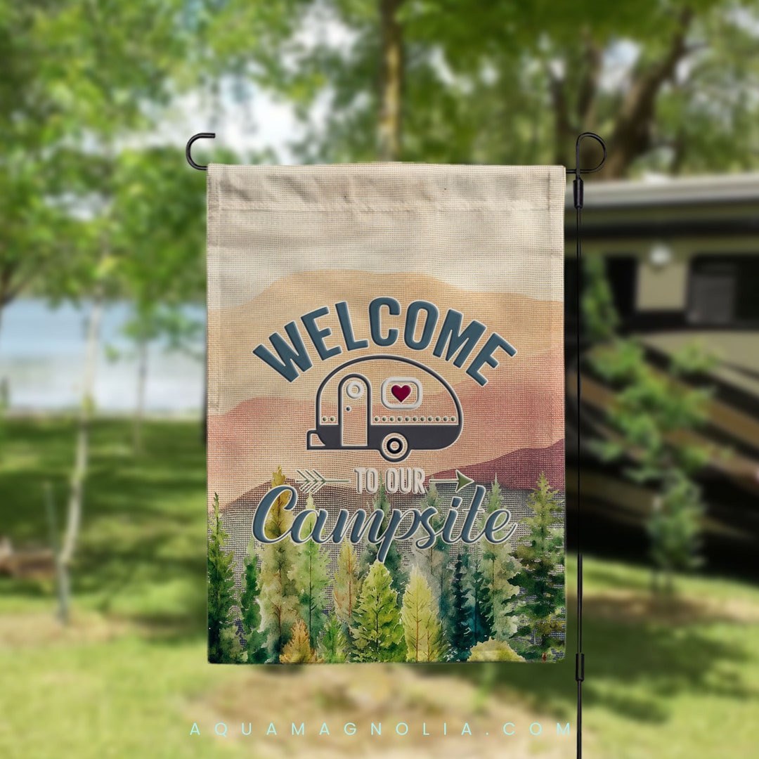 Welcome to Our Campsite Flag Motorhome Premium Double-sided Flag - Etsy