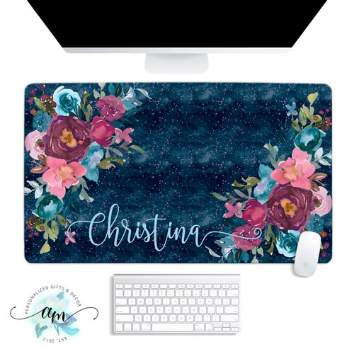 Leopard Pattern Desk Mat Personalized Desk Pad Pink and Gold - Etsy