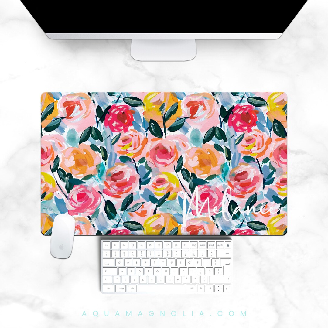 Personalized Abstract Floral Desk Pad Personalized Modern Watercolor ...