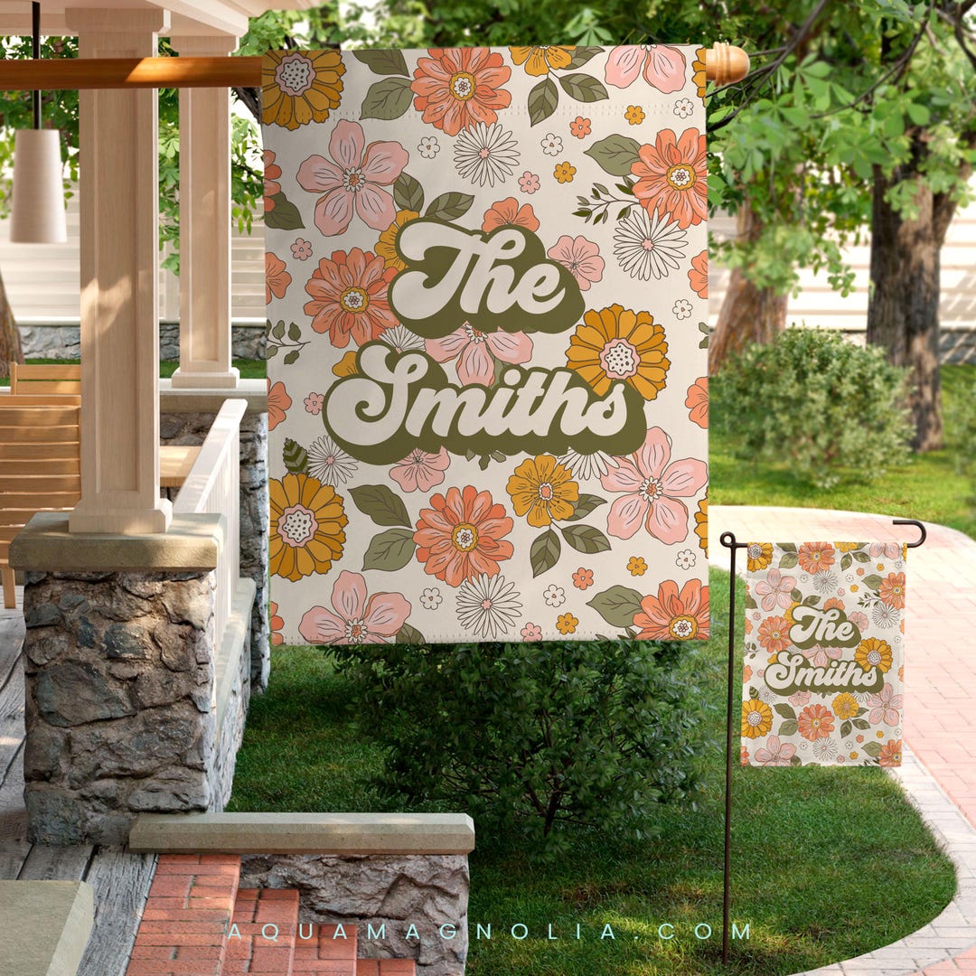 Personalized Retro Floral Garden Flag: Double-sided Premium Outdoor ...