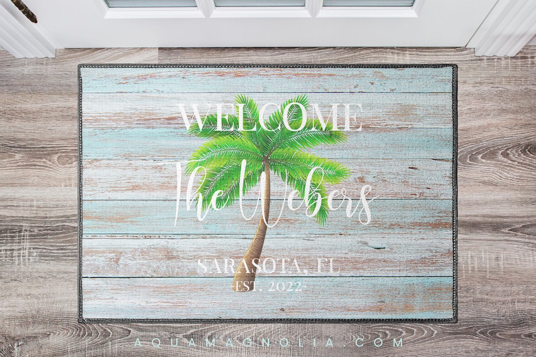Personalized Tropical Doormat Custom Palm Tree Door Mat - Etsy