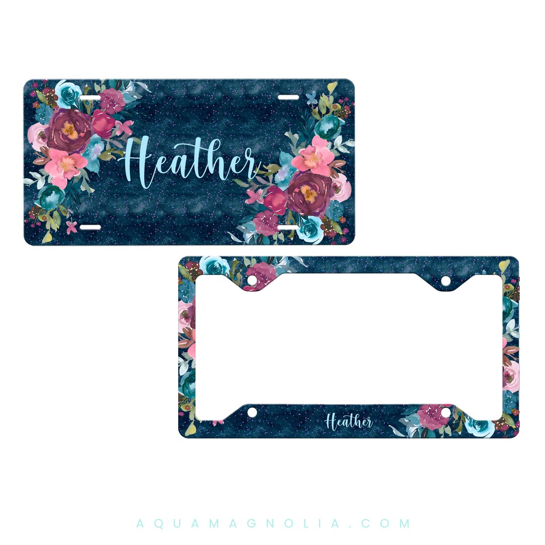 Personalized License Plate Pink and Blue License Plate Frame Custom Car ...