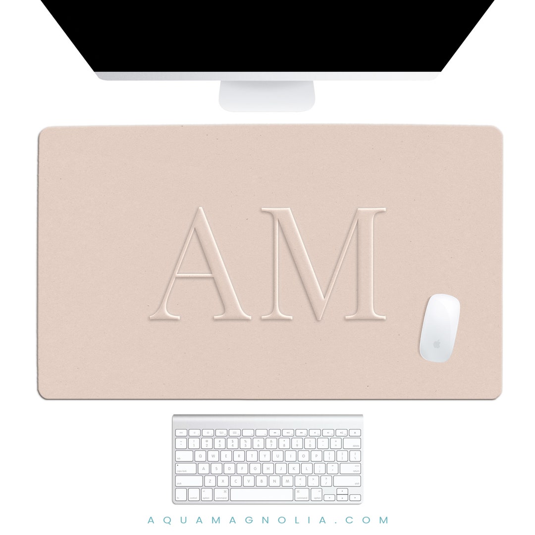 Personalized Initial Desk Mat Faux Embossed Desk Pad With 3D Initials ...
