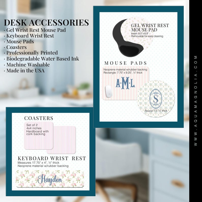 Pastel Preppy Stripes Desk Pad: Shadow Initials, Keyboard Mat - Etsy