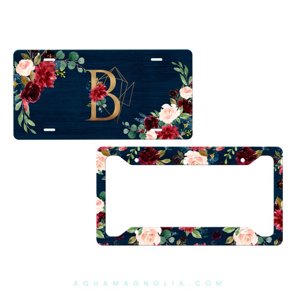 Floral License Plate - Etsy