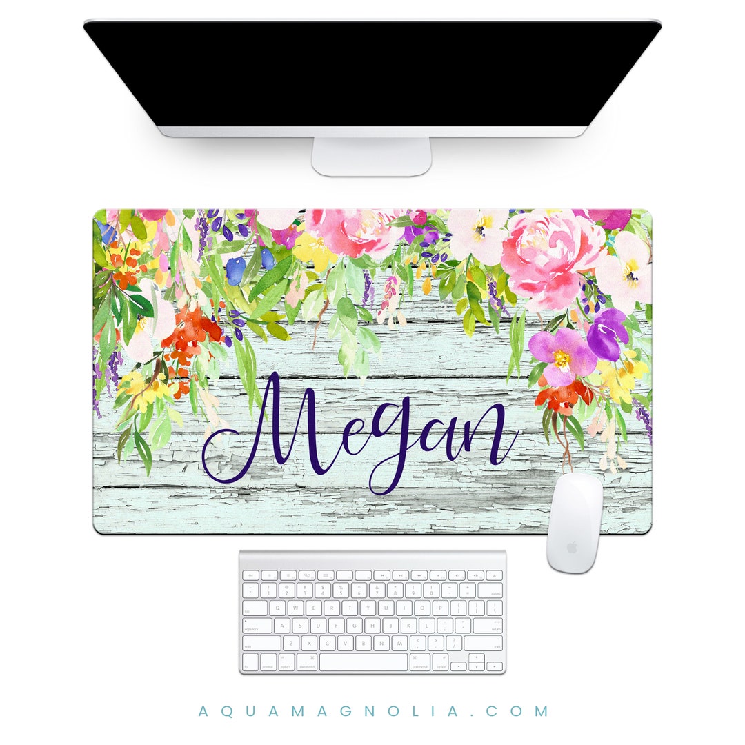 Spring Floral Personalized Desk Pad Monogrammed Desk Mat Work From Home ...