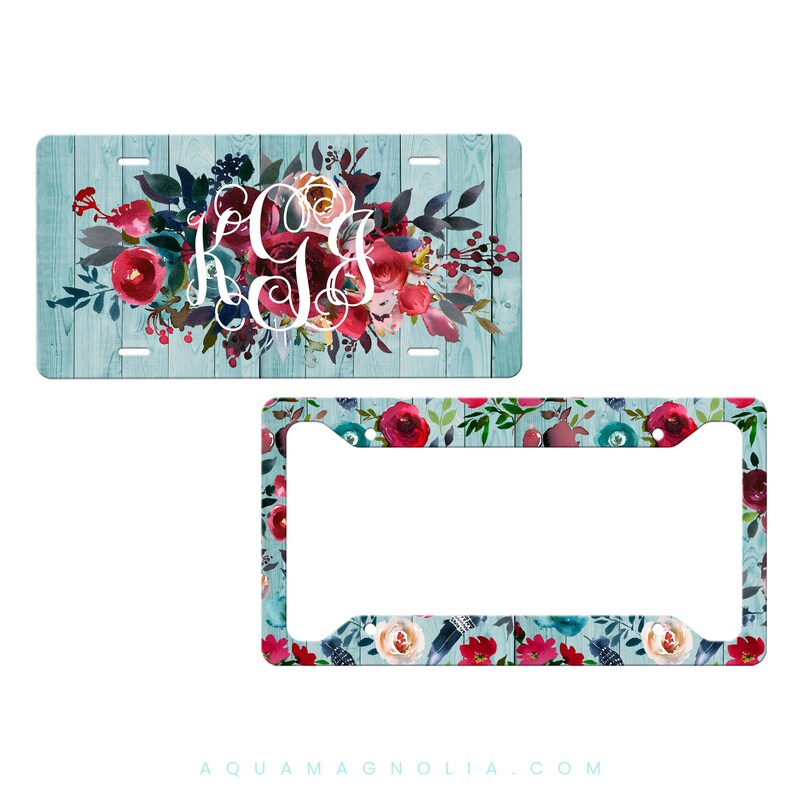 Floral License Plate - Etsy