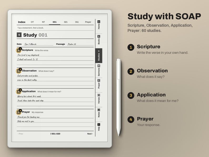 Supernote Manta Bible Study Journal | Hyperlinked Prayer Journal, SOAP ...