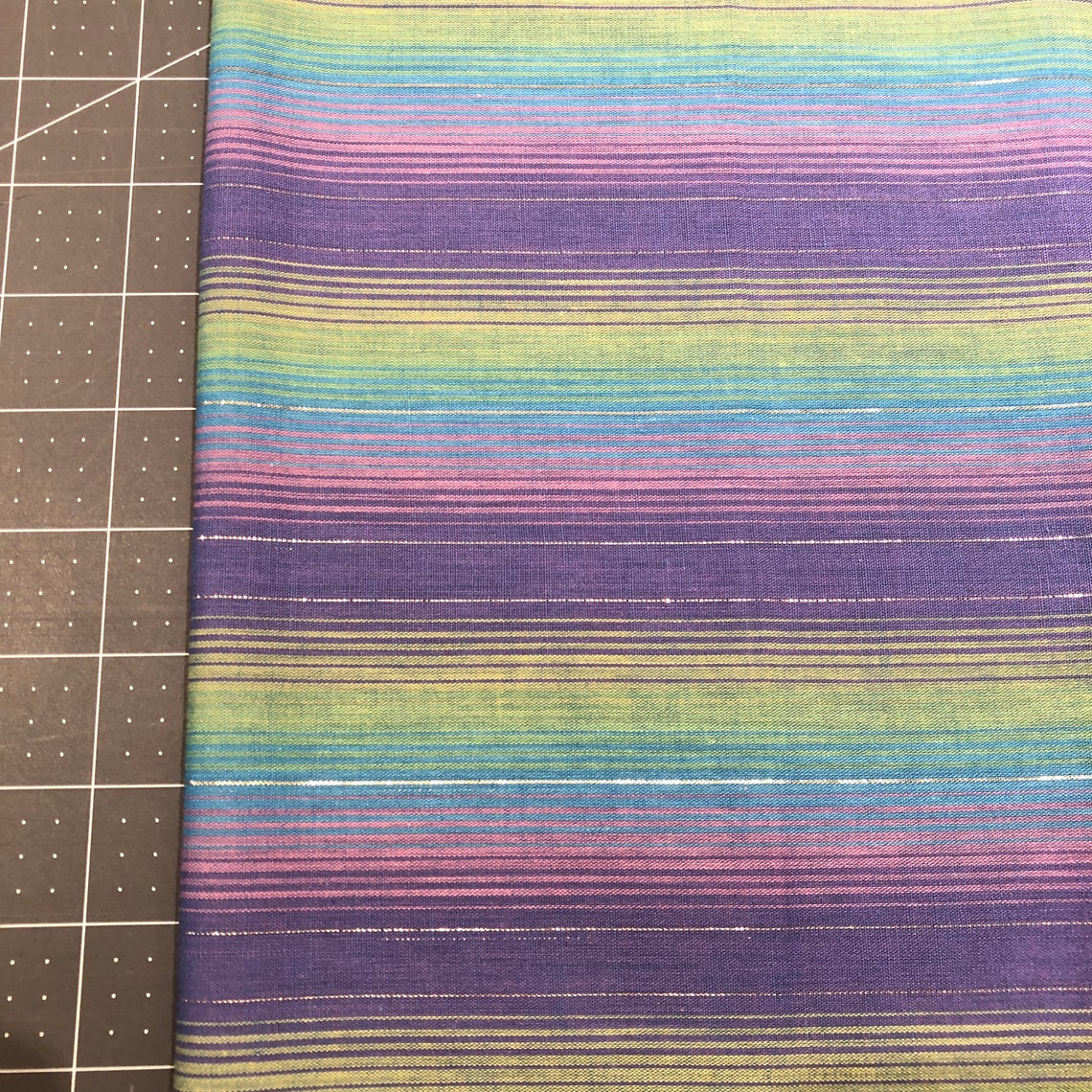 Vintage Multicolored Pastel Rainbow Stripe Fabric With Shimmer 3 Yards ...