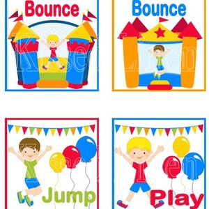 Fun Bounce House Jump Play Birthday Party Treat Favor Gift Bags Mini ...