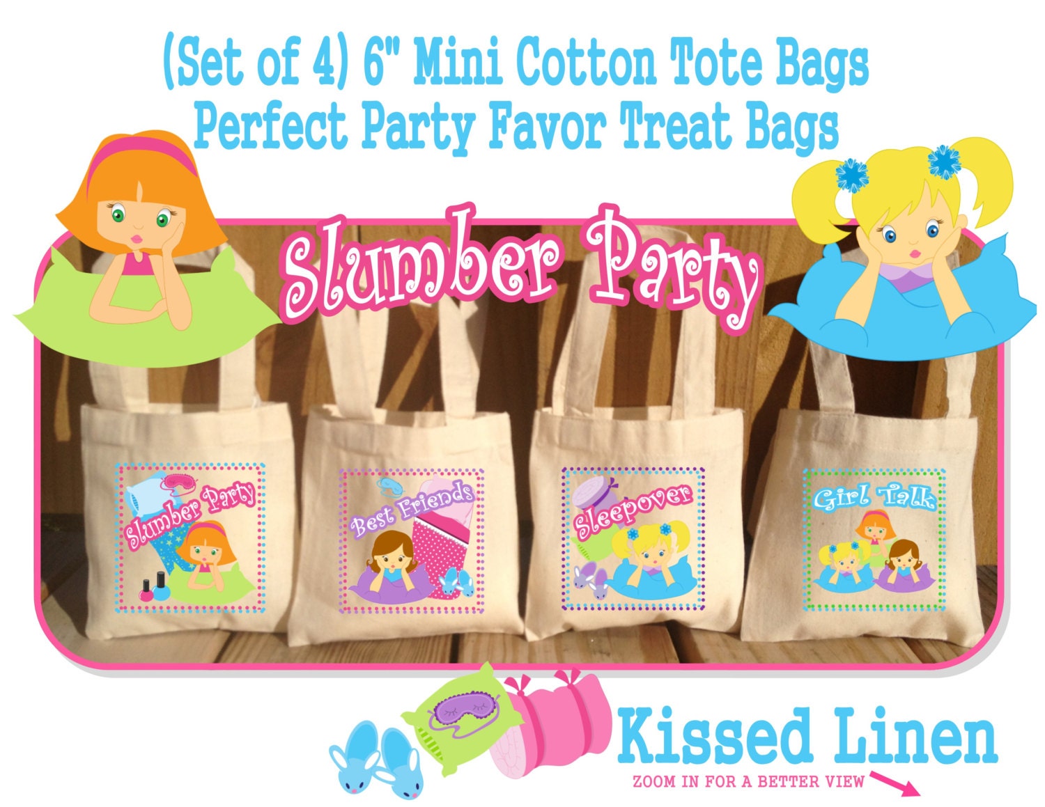 Slumber Sleepover Pajama Party Favors Birthday Treat Favor Gift Bags ...