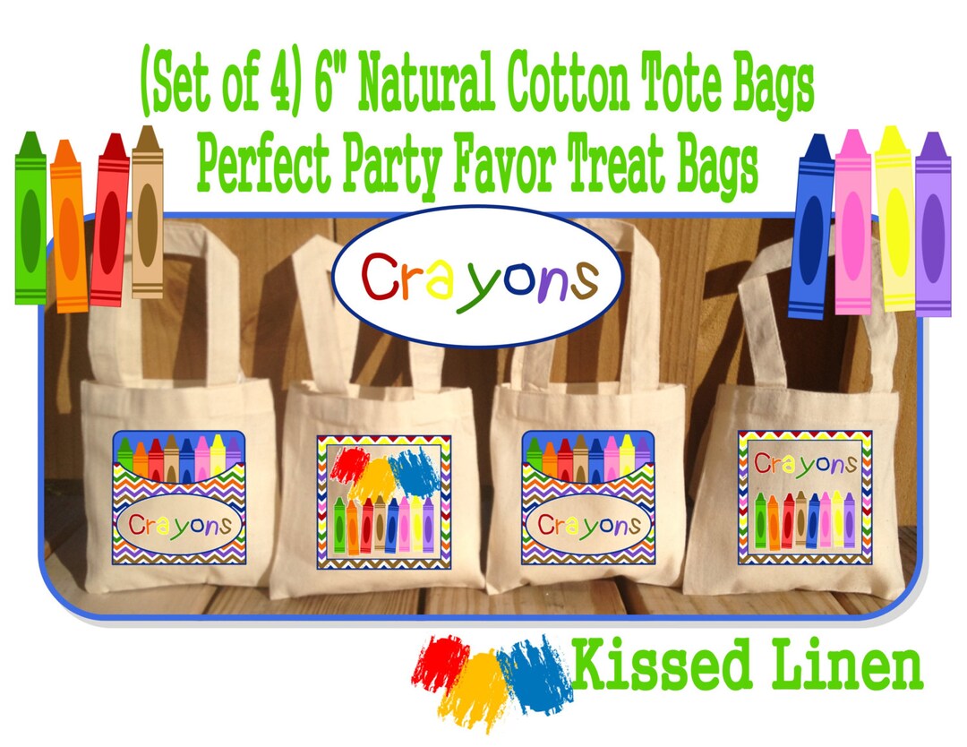 Crayons Birthday Party Favor Treat Gift Mini Cotton Totes Bags Children ...
