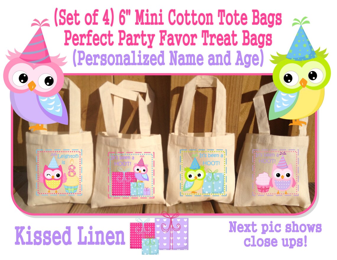 Personalized Owl Birthday Party Treat Favor Gift Bags Mini - Etsy