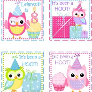 Personalized Owl Birthday Party Treat Favor Gift Bags Mini Cotton Totes ...